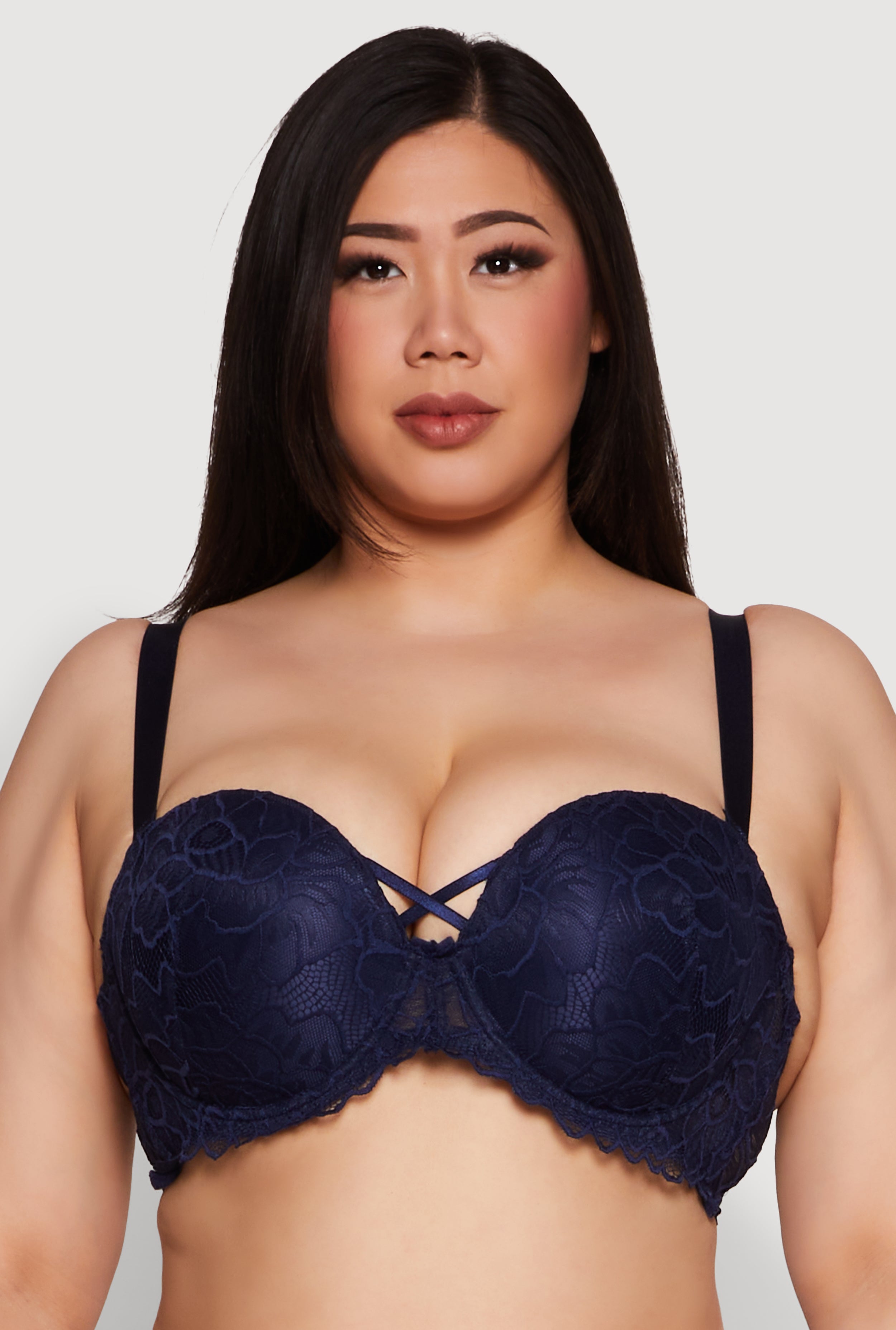 Plus Size Caged Scalloped Lace Balconette Bra | Convertible to Straple