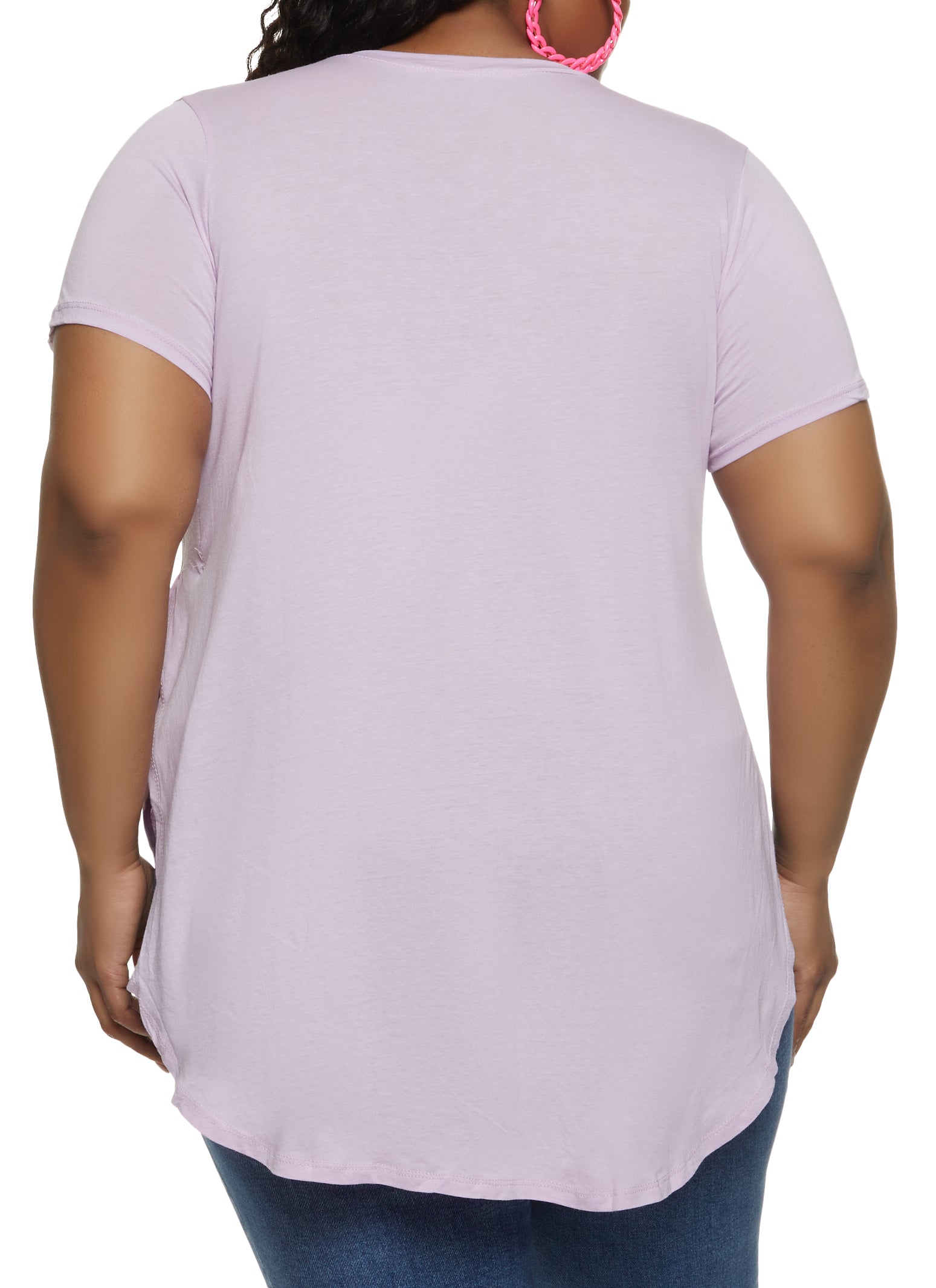 Plus Size Basic Split Hem Tee