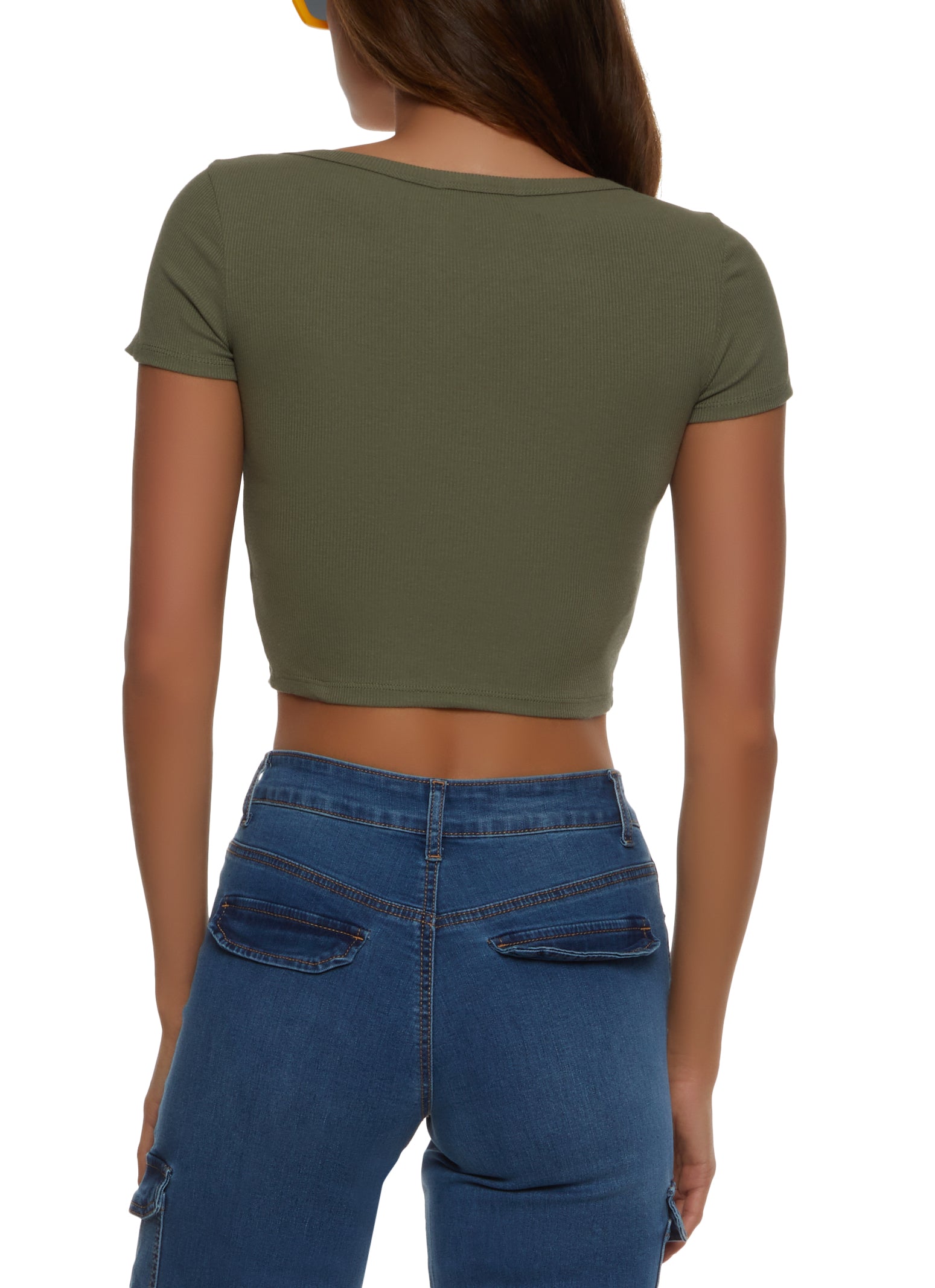 Rib Knit Scoop Neck Crop Top