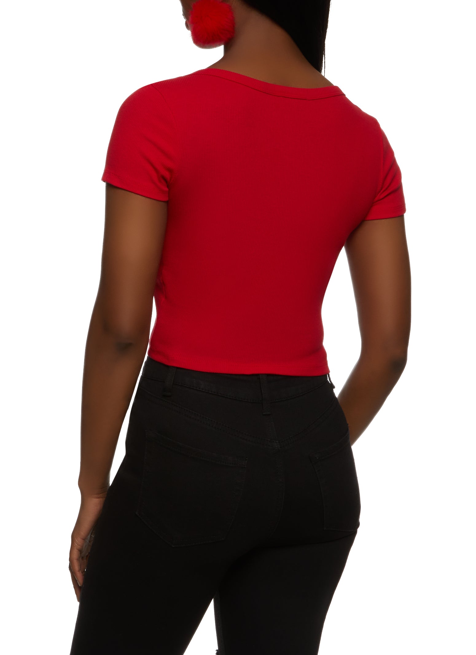 Rib Knit Scoop Neck Crop Top