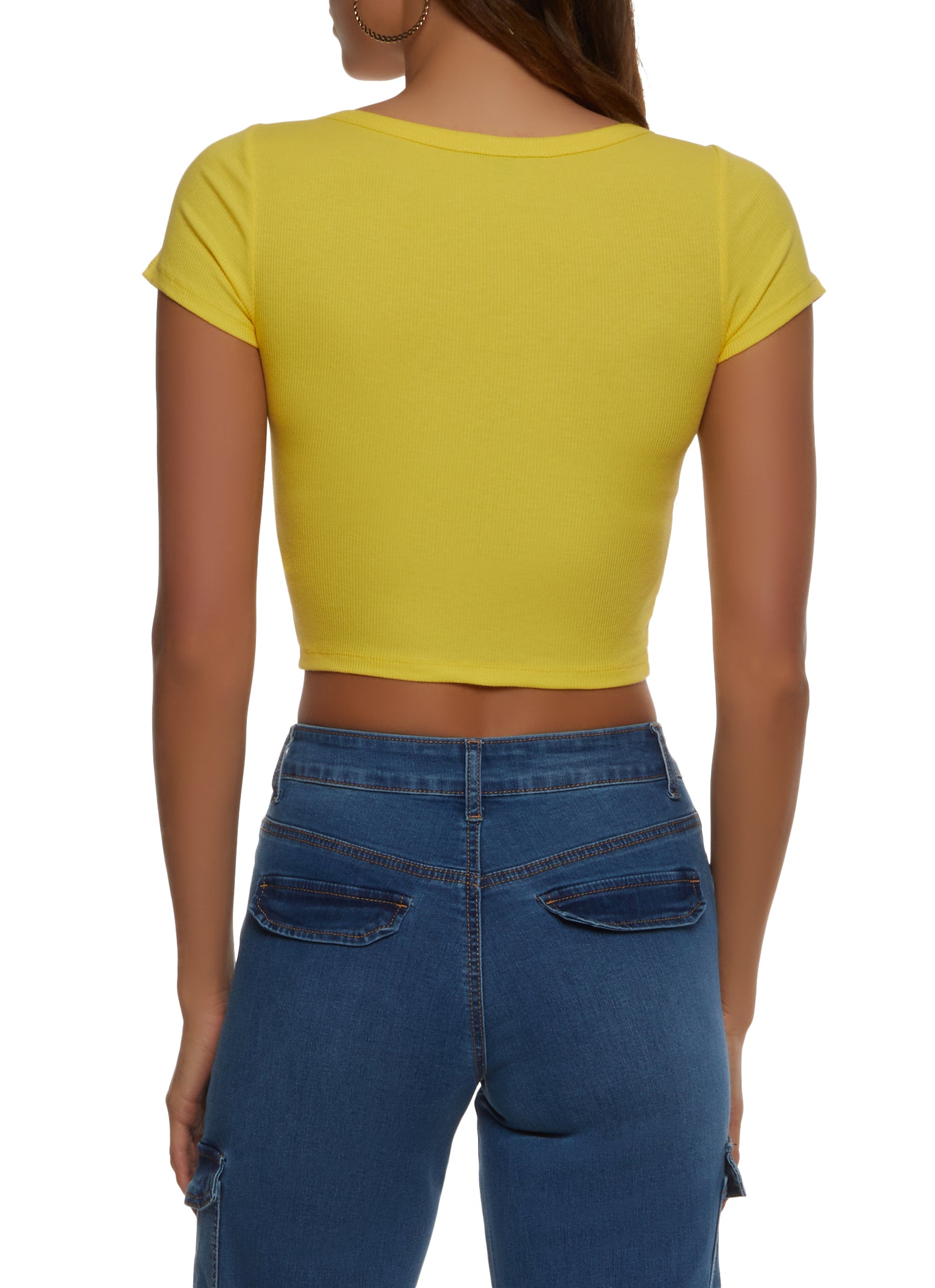 Rib Knit Scoop Neck Crop Top