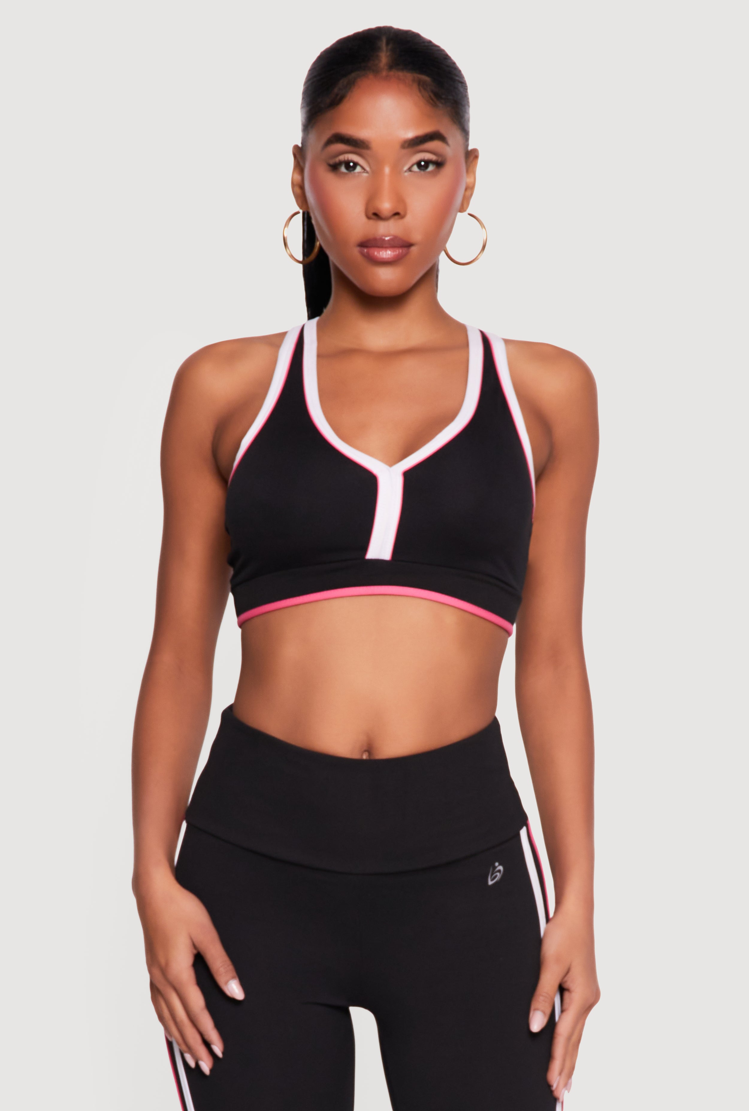 Contrast Trim Racerback Sports Bra