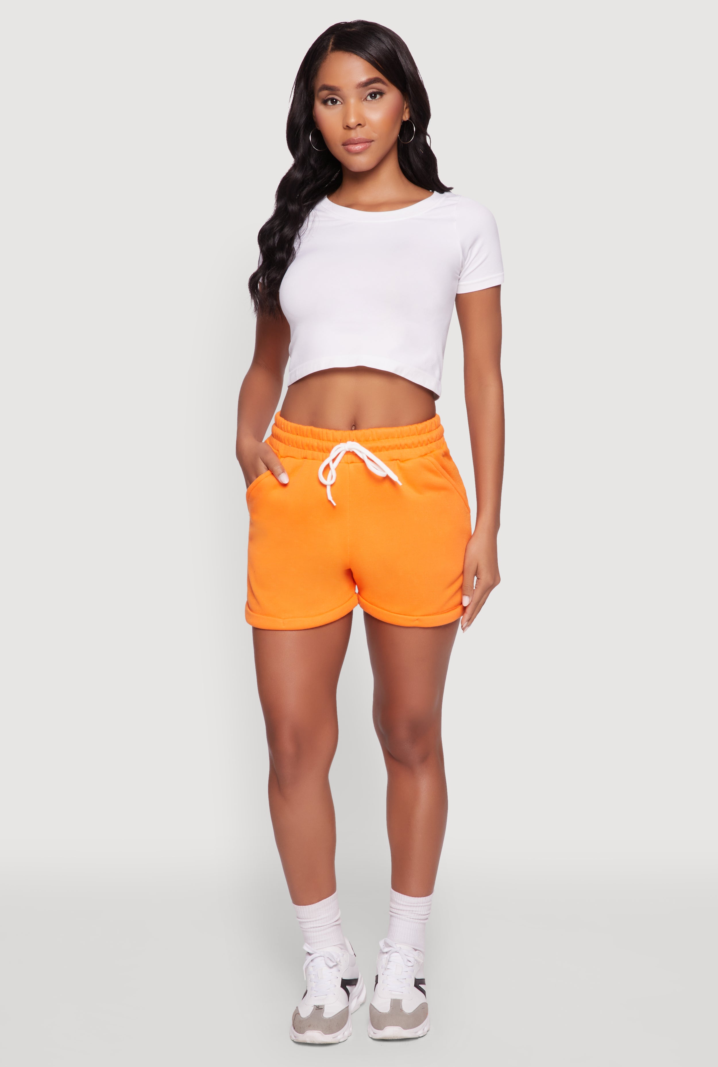 Chic Drawstring High Waisted Sweatshorts with Fixed Cuffs