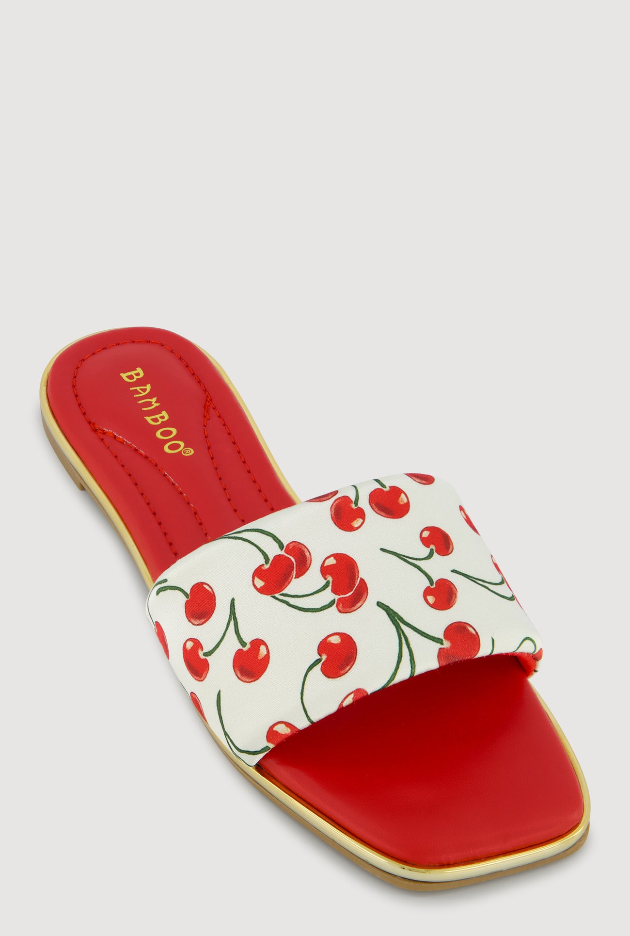 Metallic Trim Single Band Slide Sandals