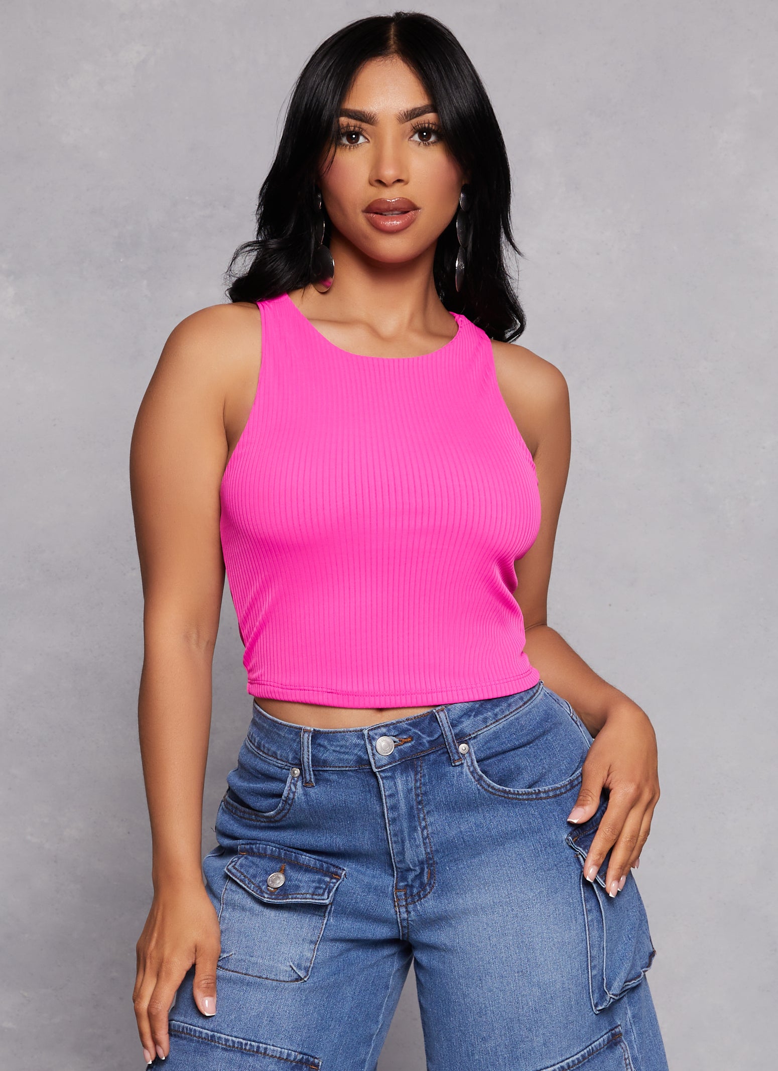 Iris Ribbed Knit Cropped Tank Top