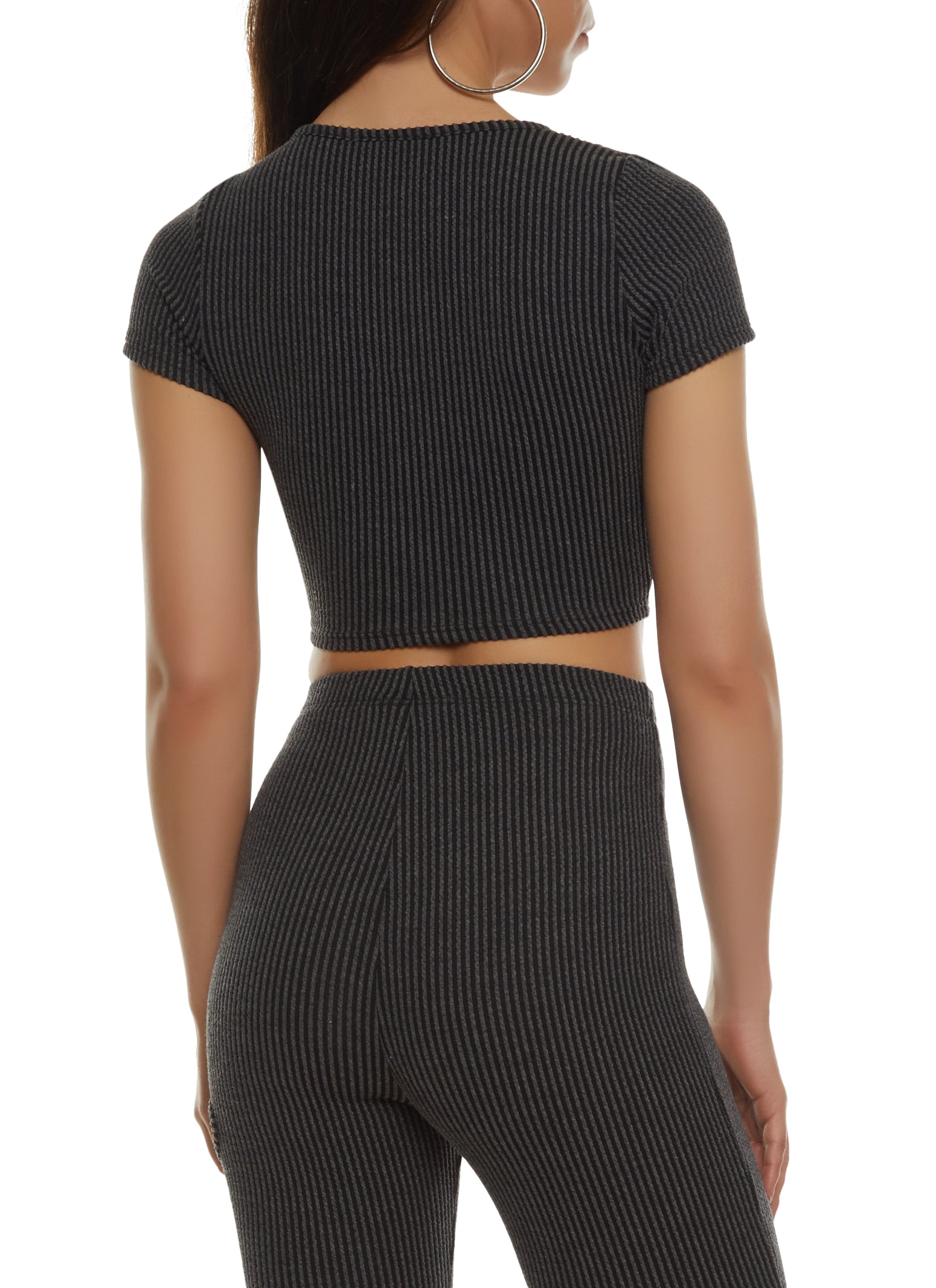 Ribbed O Ring Cut Out Crop Top