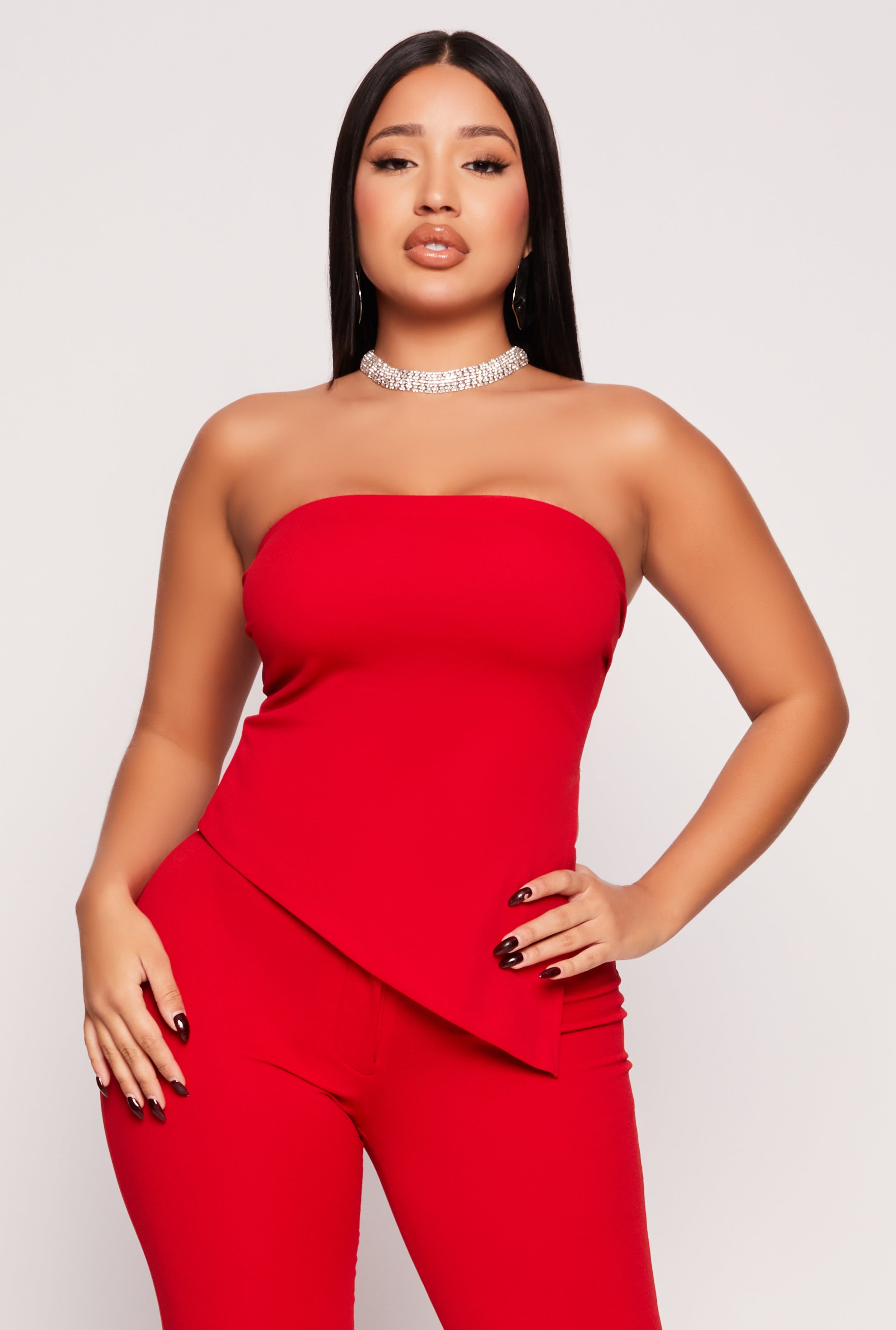 Asymmetrical Side Slit Tube Top