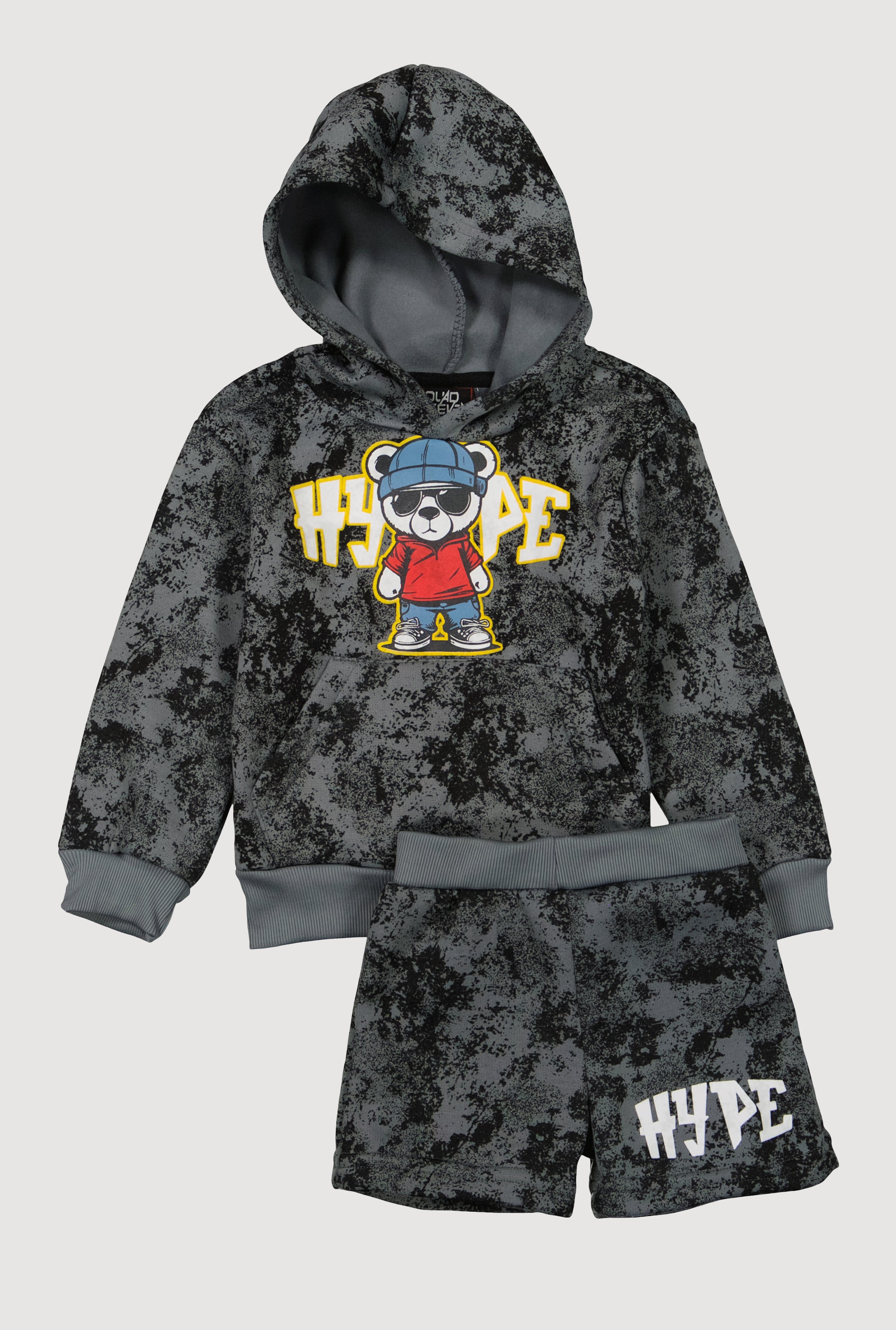 Toddler Boys Marble Print Hype Bear Graphic Sweatshirt and Shorts