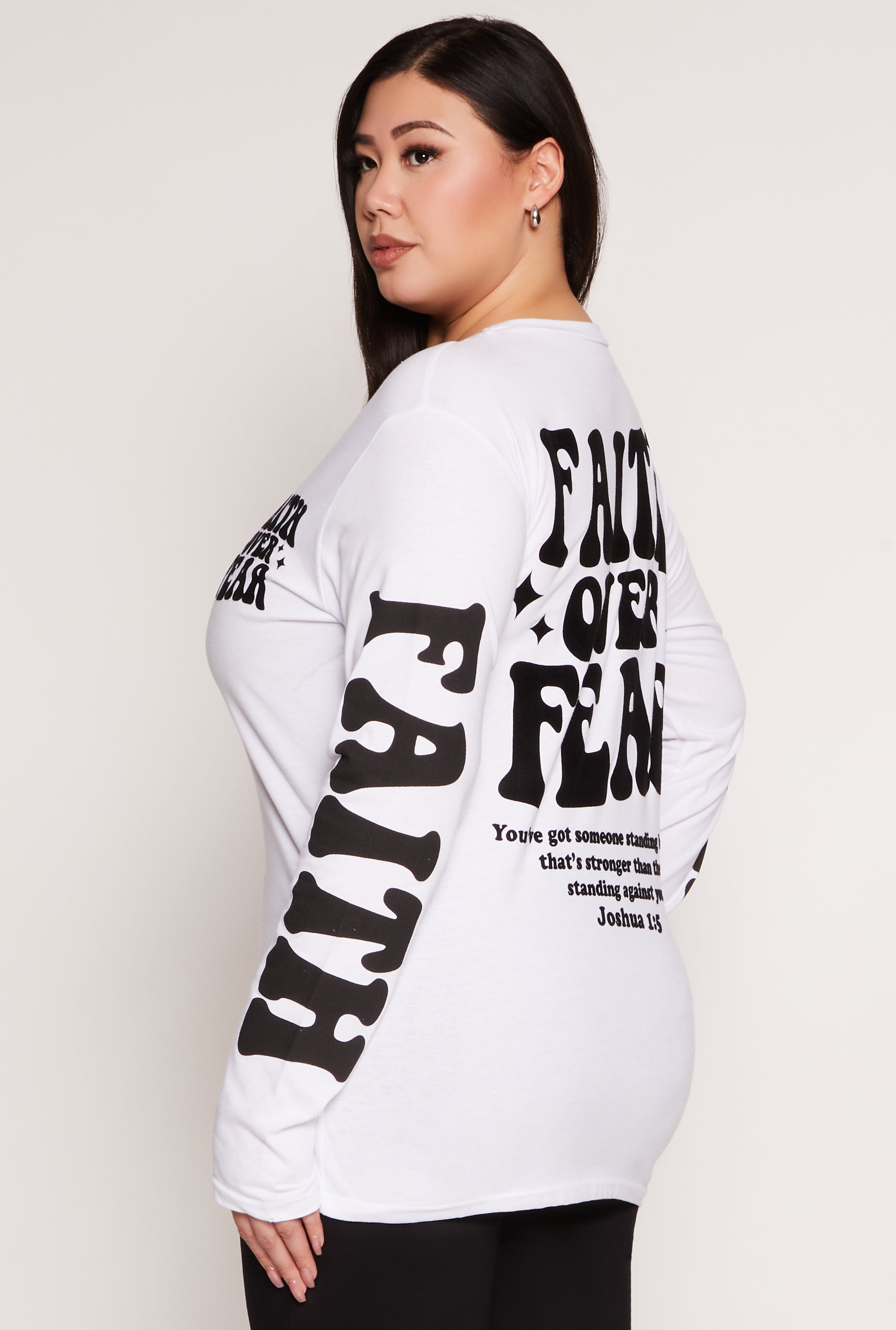 Plus Size Faith Over Fear Velvet Burnout Tee