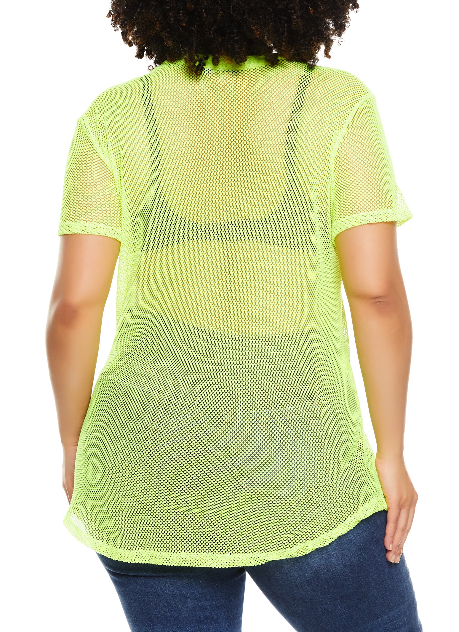 Plus Size Fishnet Short Sleeve T Shirt