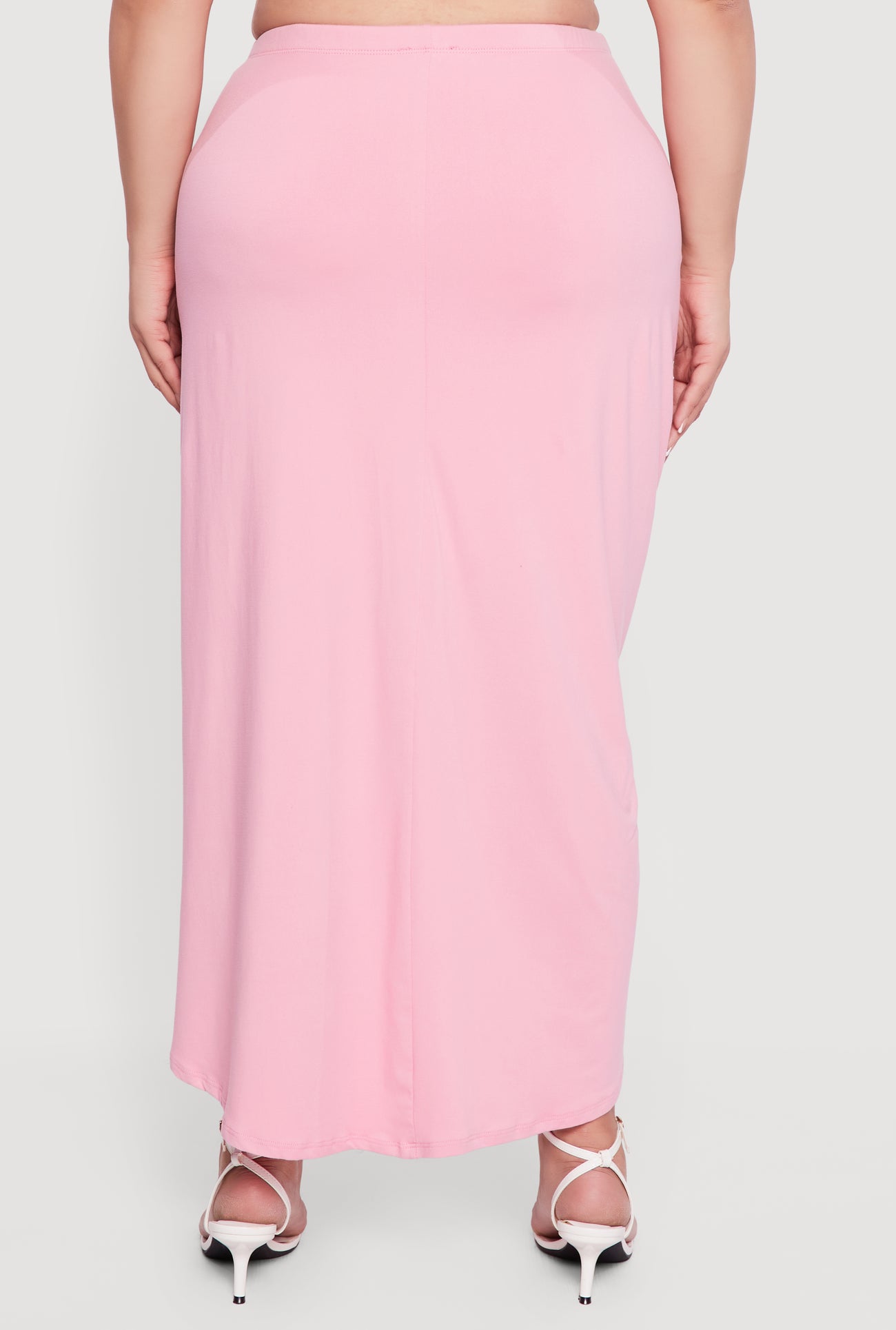 Plus Size Ruched High Low Tulip Hem Skirt
