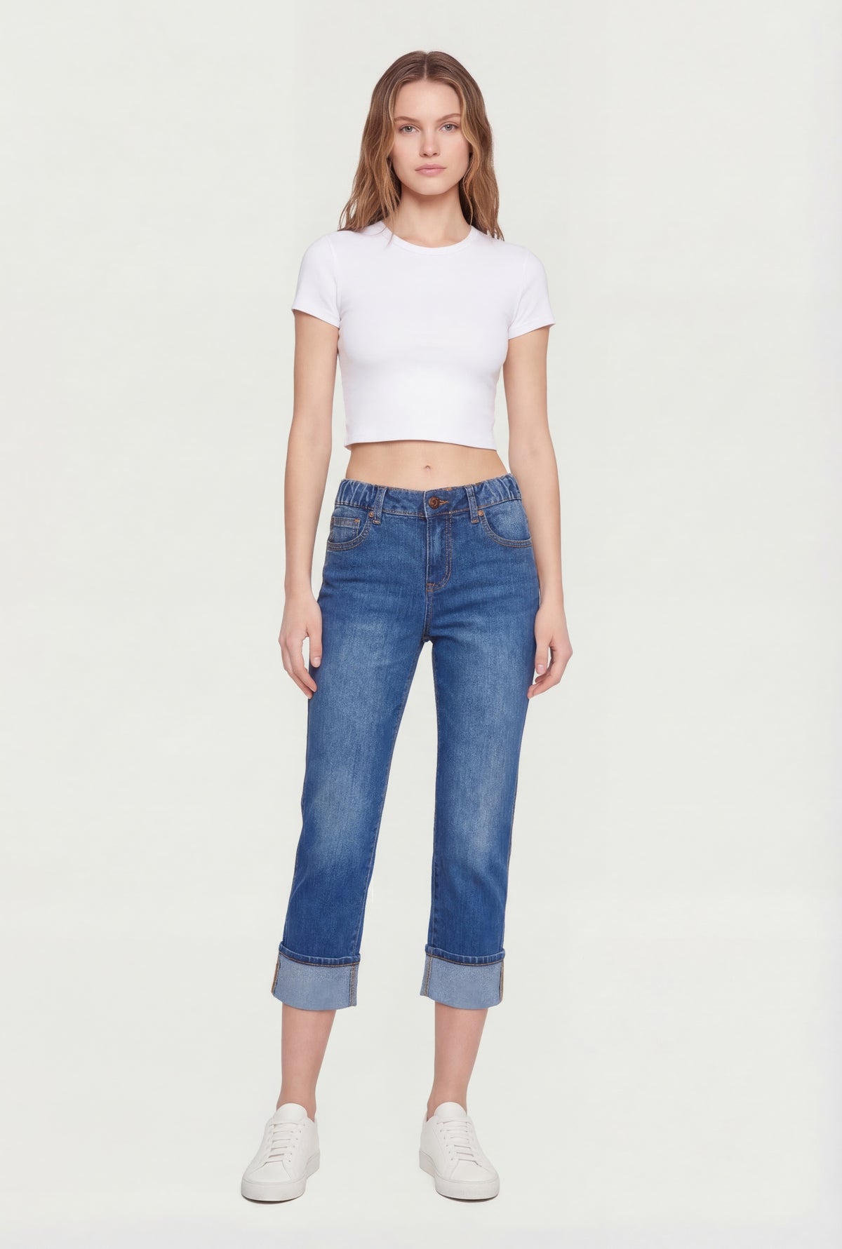 Fixed Cuff Slim Cropped Jeans
