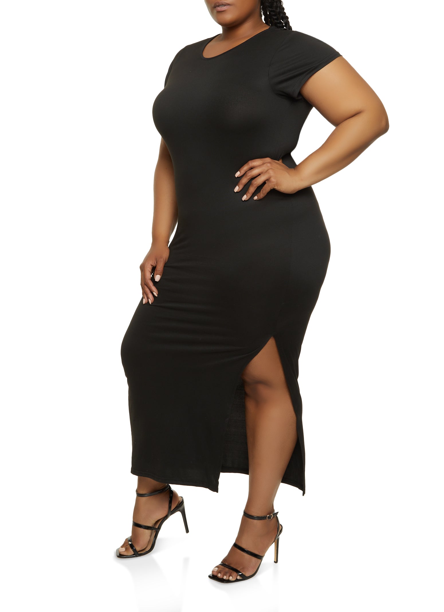 Plus Size Slashed Back Maxi T Shirt Dress