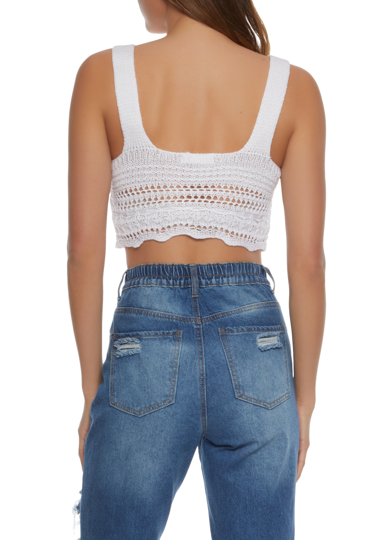 White Lace Crop Top Tank