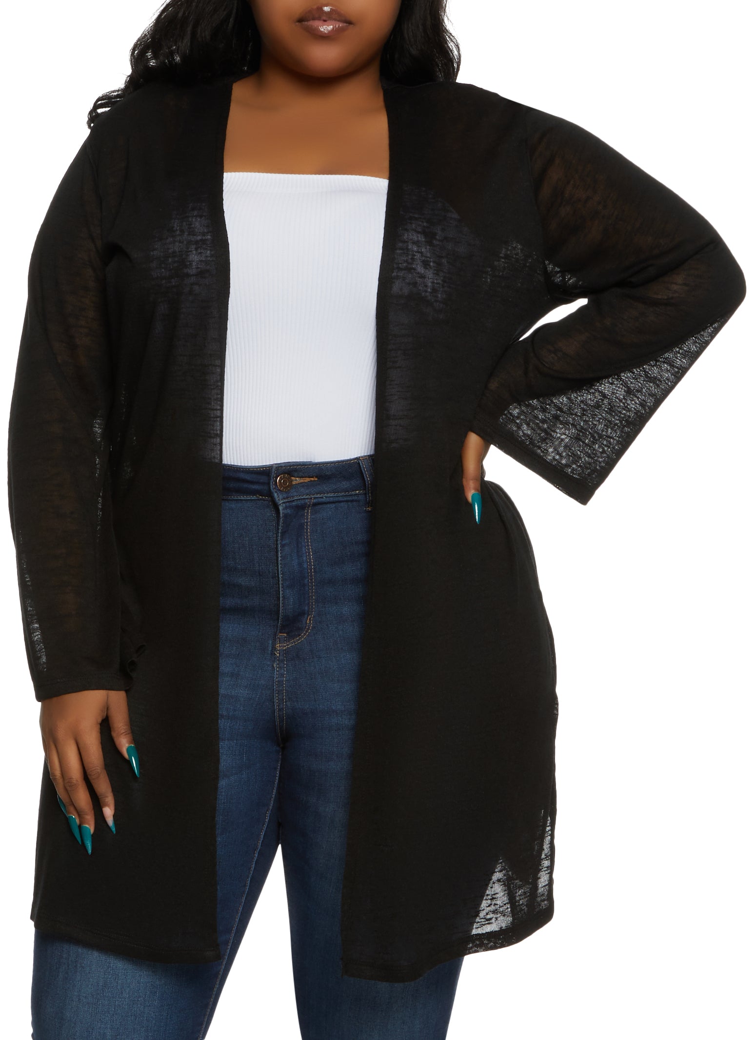 Plus Size Gauze Knit Duster