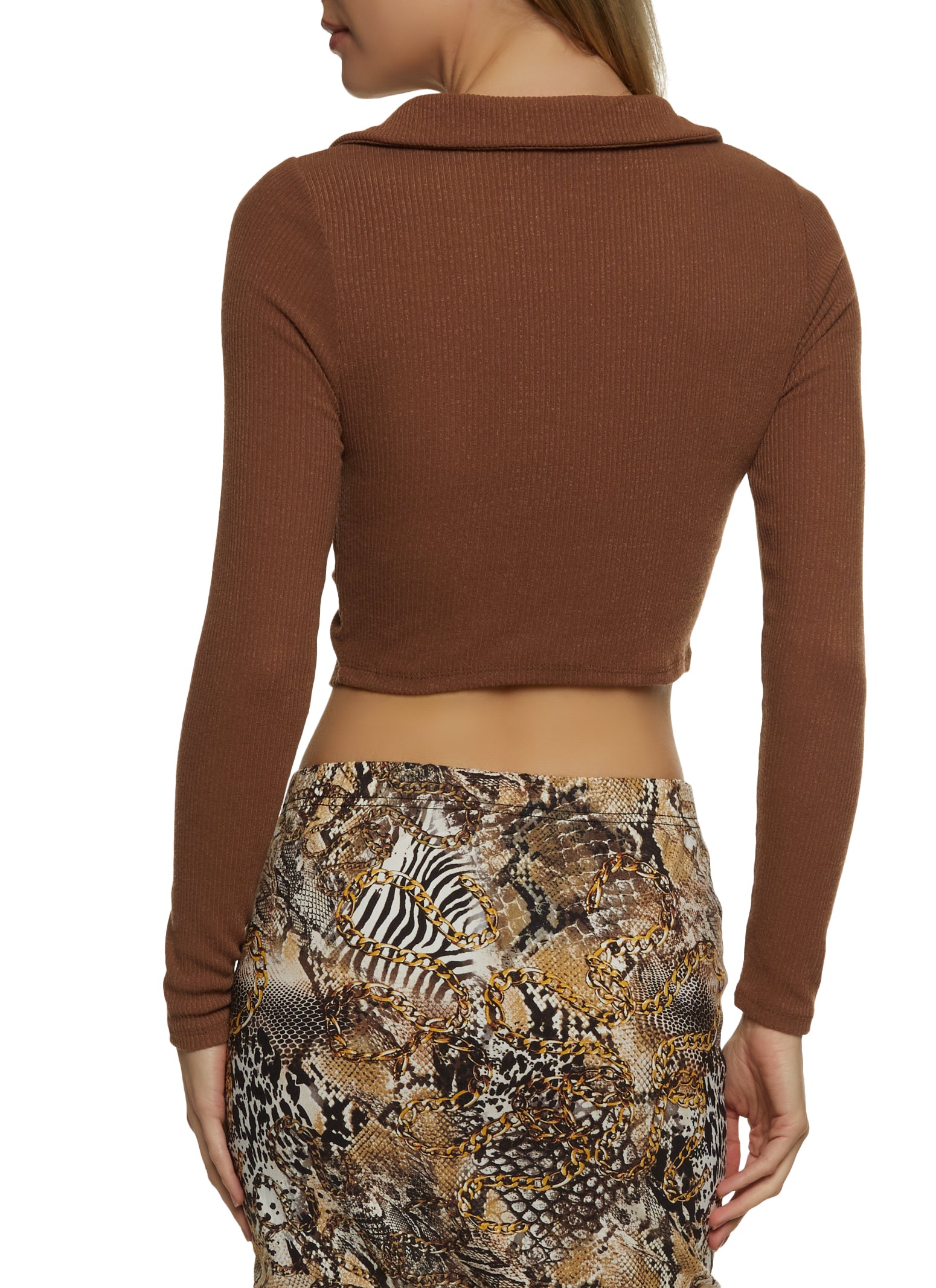 Rib Knit Ruched Tie Front Top