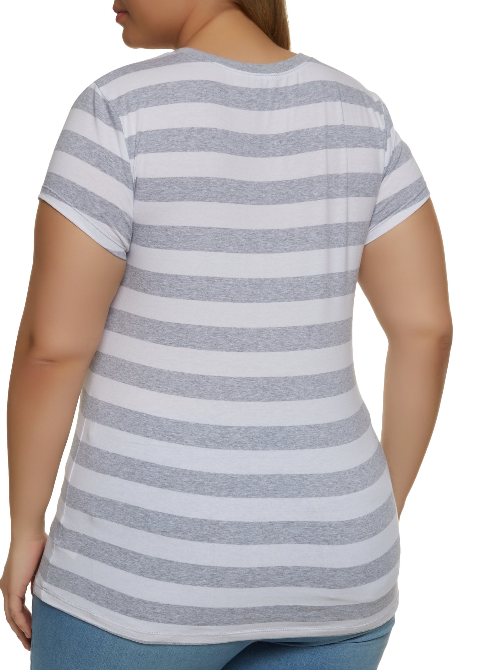 Plus Size Striped Crew Neck Tee