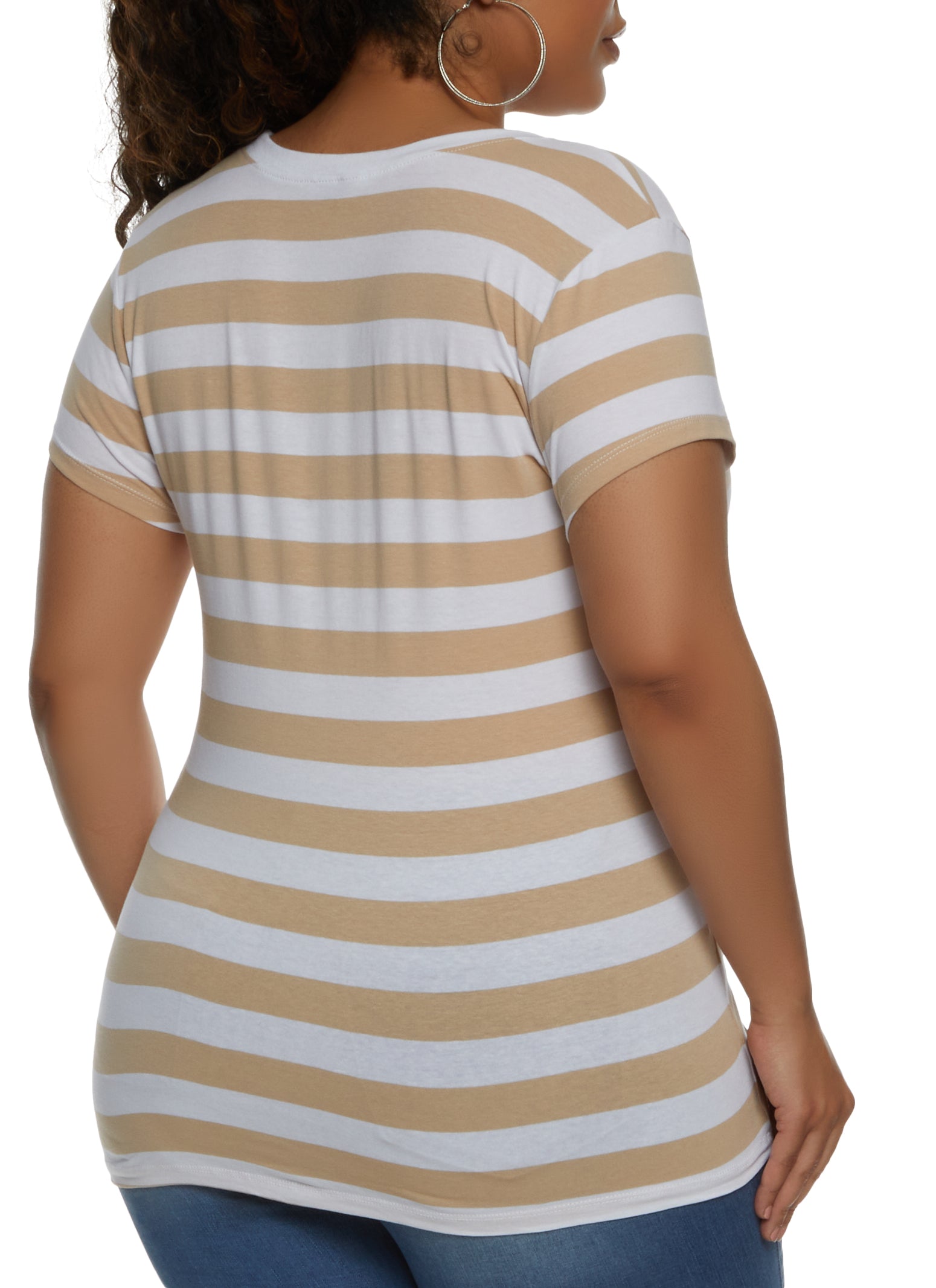 Plus Size Striped Crew Neck Tee