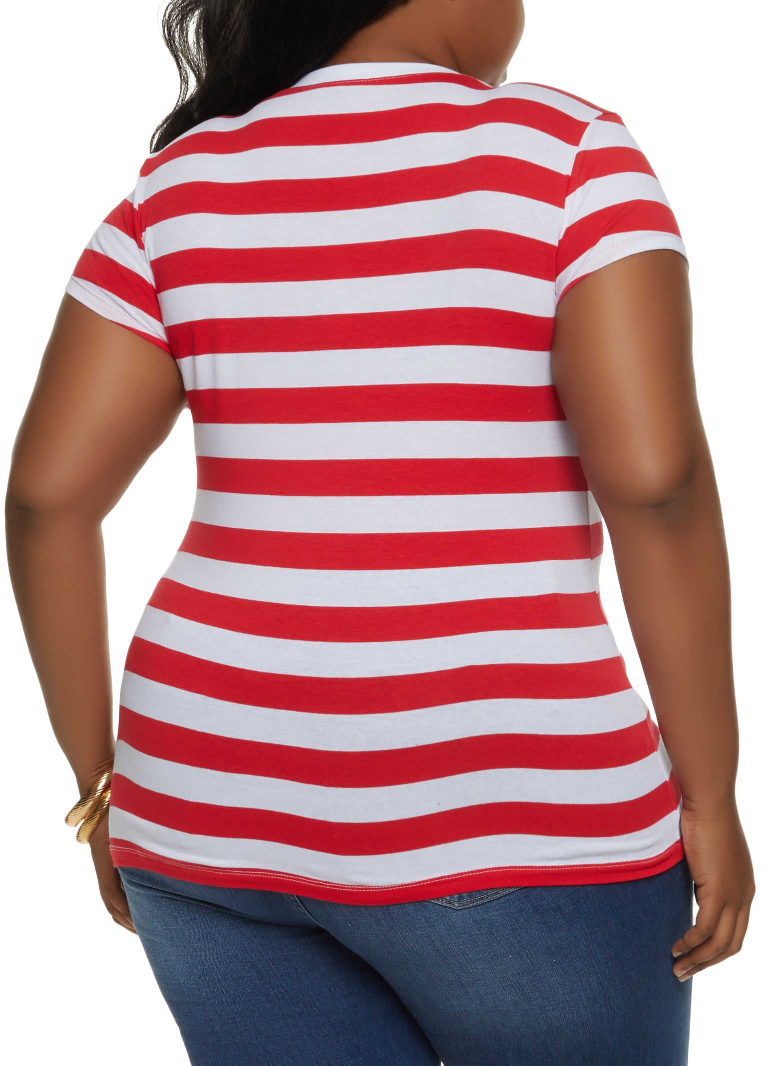 Plus Size Striped Crew Neck Tee