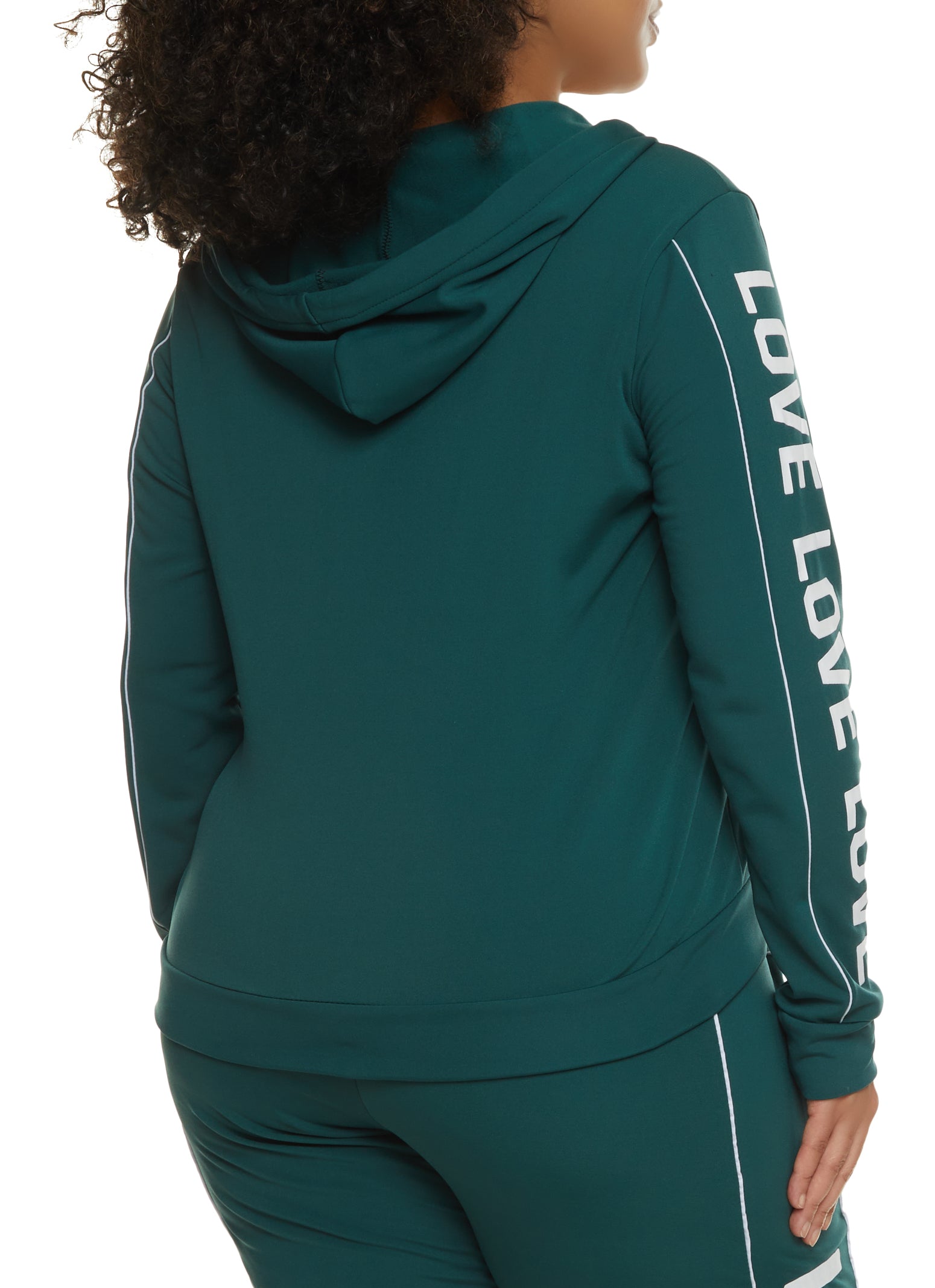 Plus Size Love Side Graphic Zip Front Hoodie