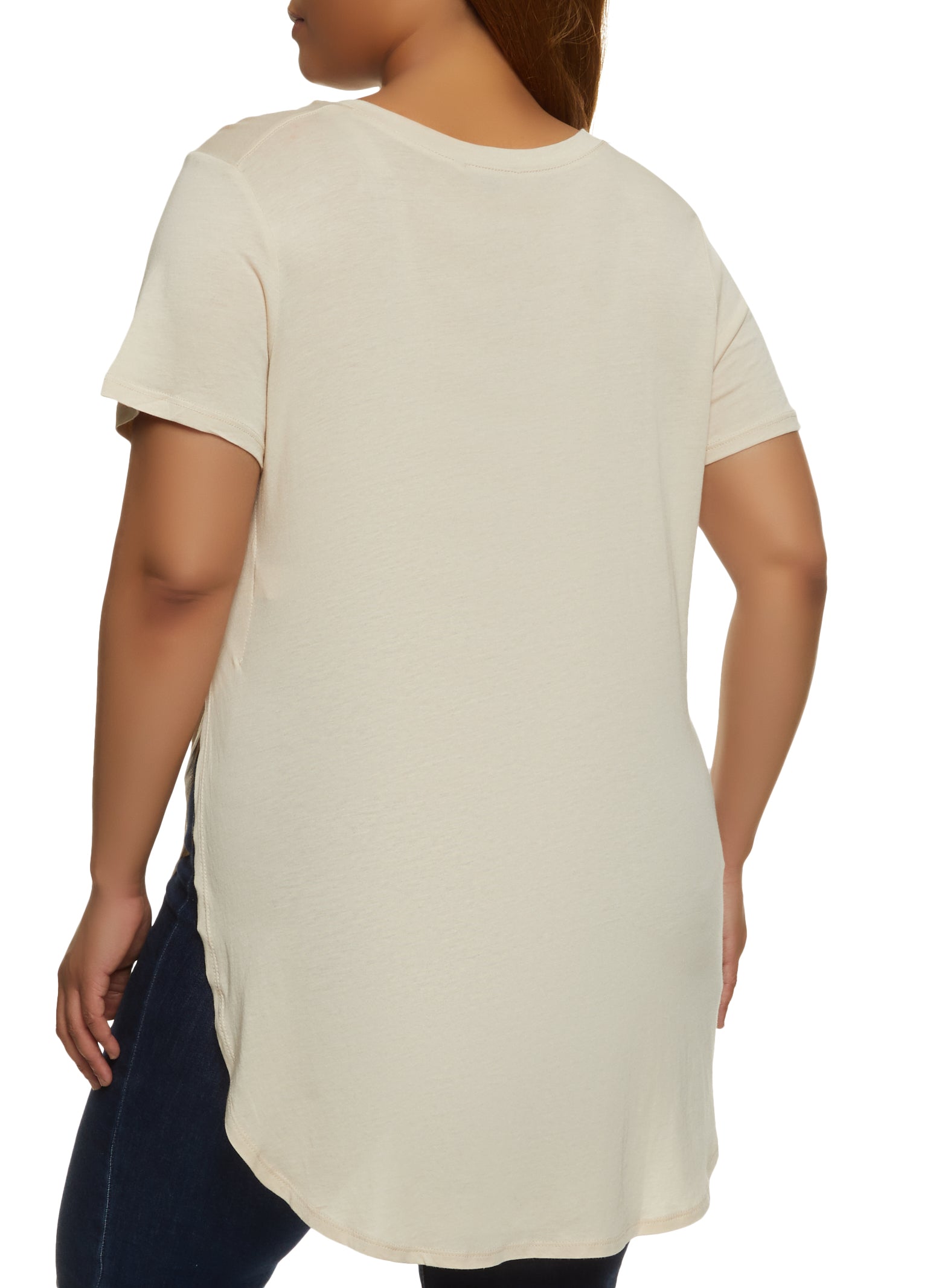 Plus Size Basic Split Hem Tee