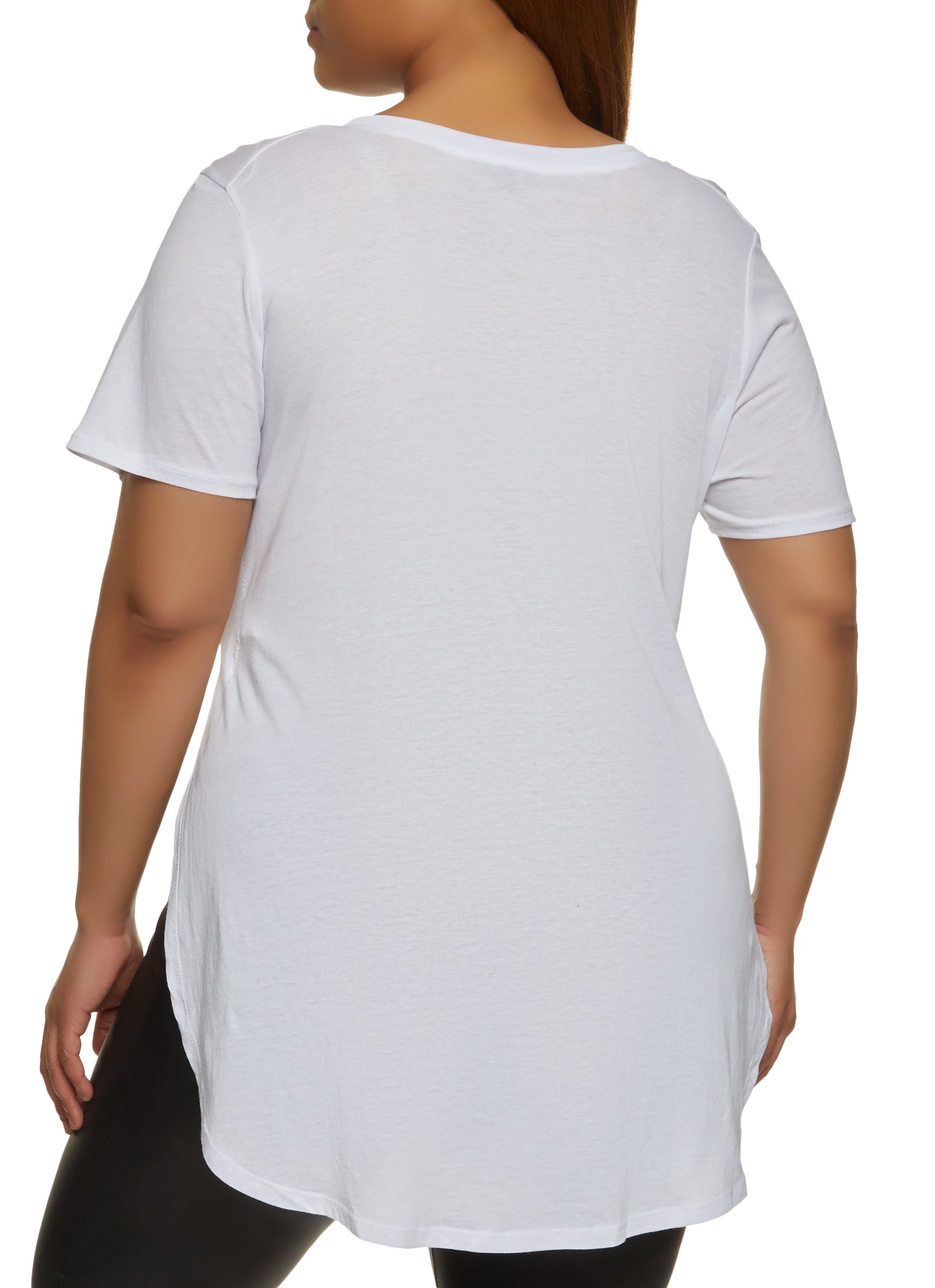 Plus Size Basic Split Hem Tee