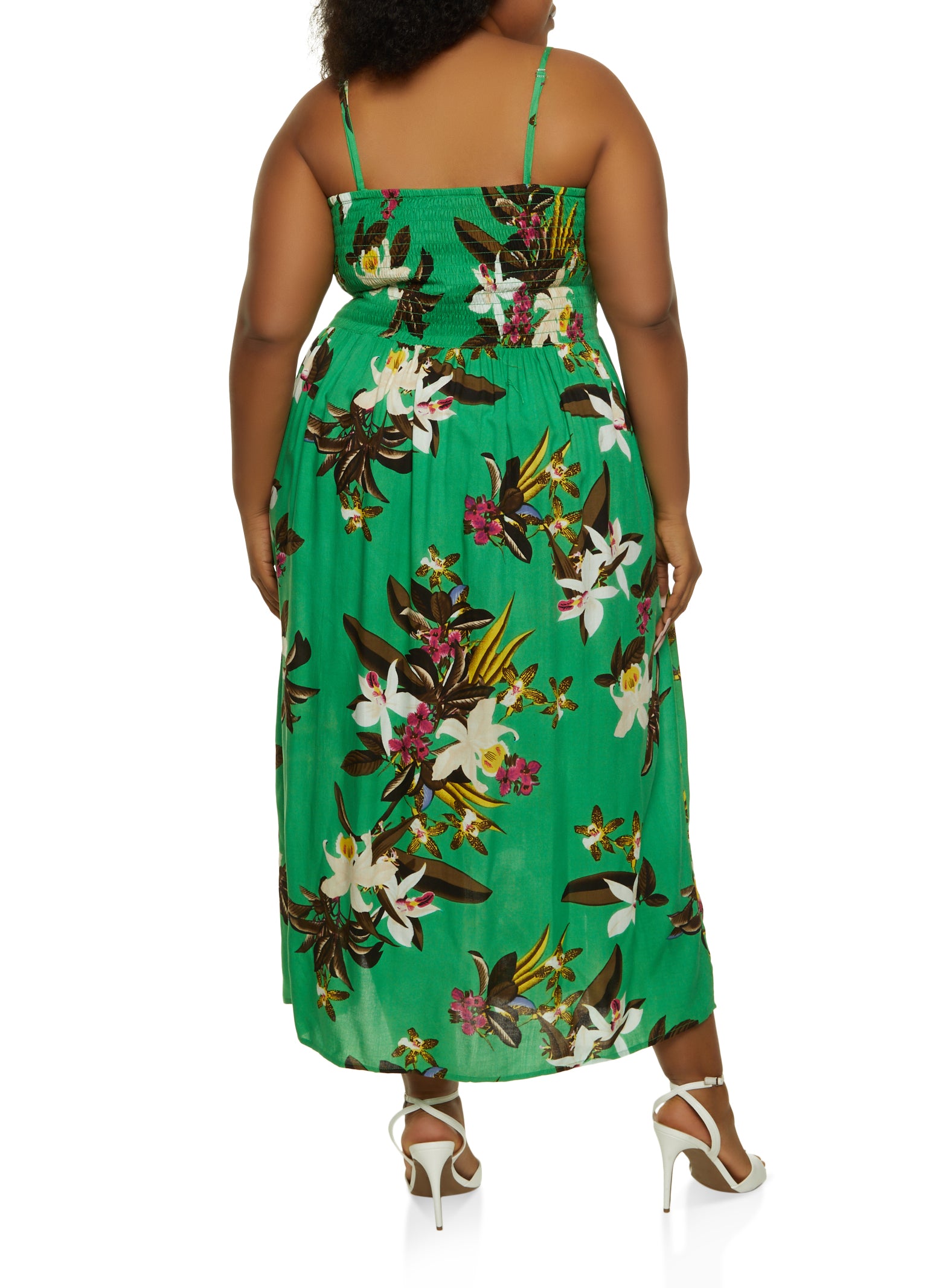 Plus Size Floral Print Split Hem Maxi Dress